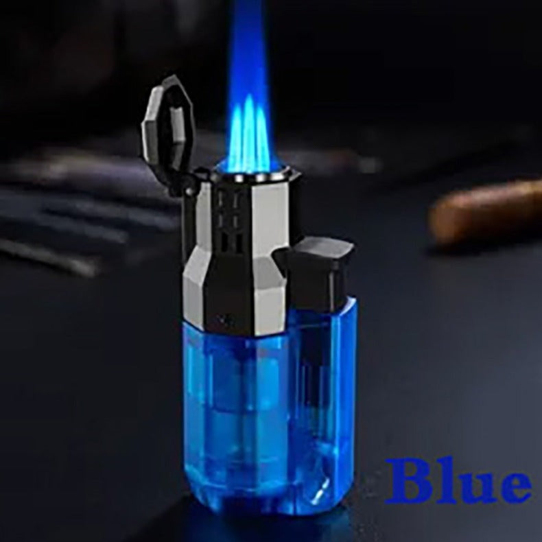 Triple Torch Lighter with a Transparent Fuel Tank - Shop now
