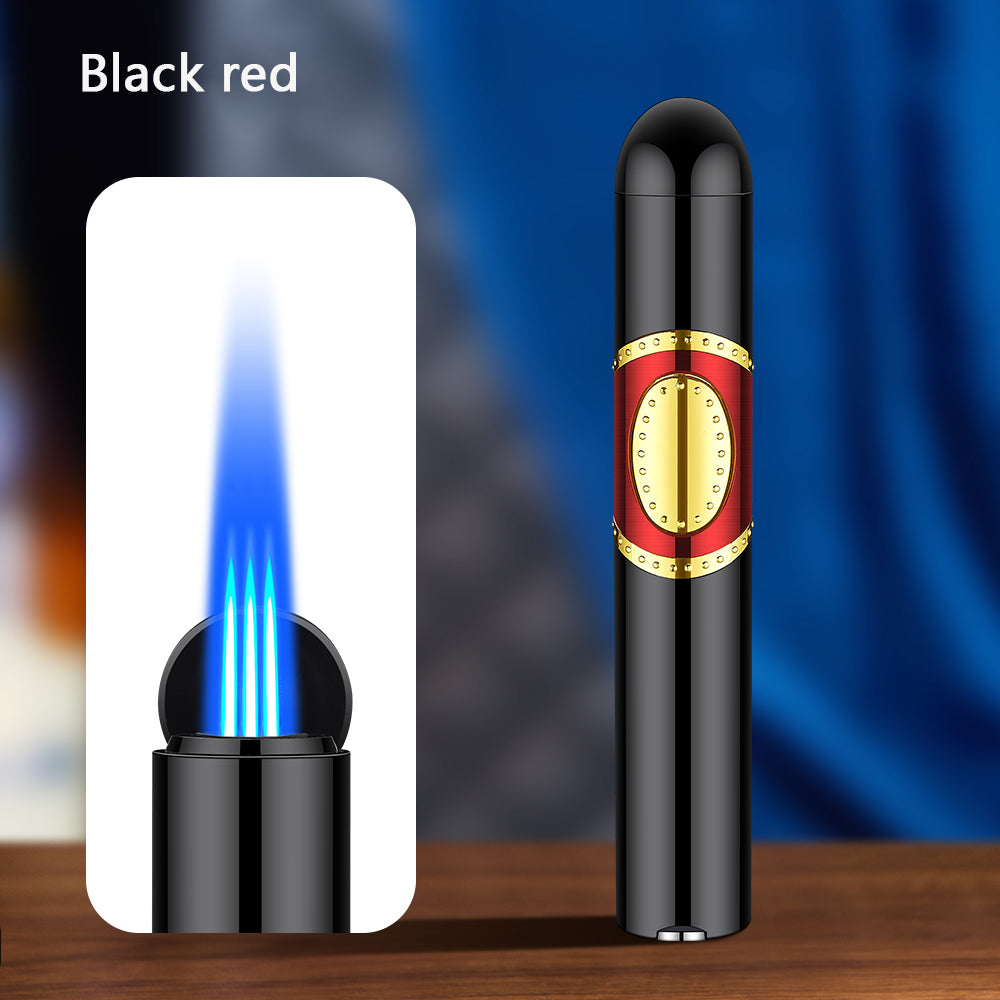 Premium Cigar Shaped Triple Torch Lighter With Cigar Punch & Needle