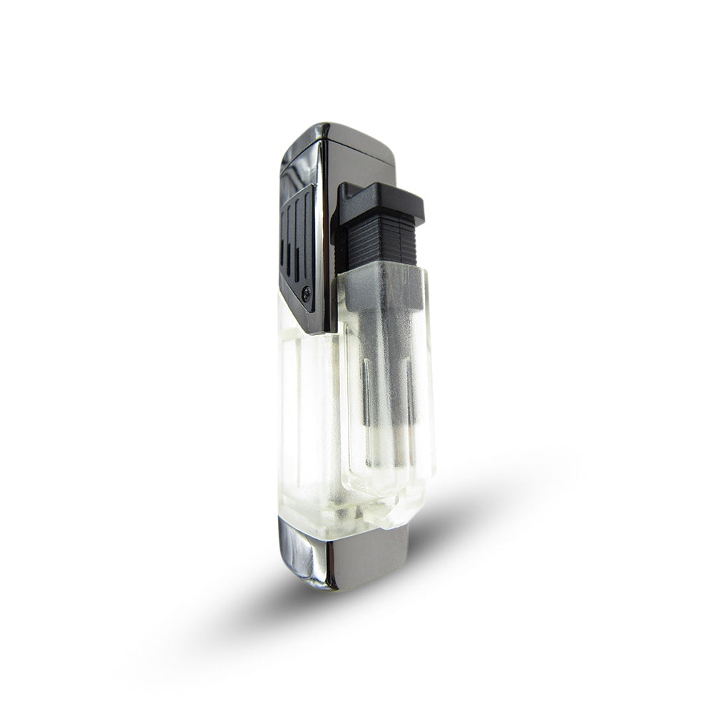 Windproof 4 Burner Refillable Butane Jet Torch Lighter See-Thru Reserv ...